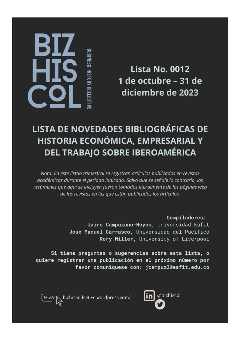 Lista de novedades bibliográficas de historia económica, empresarial y ...